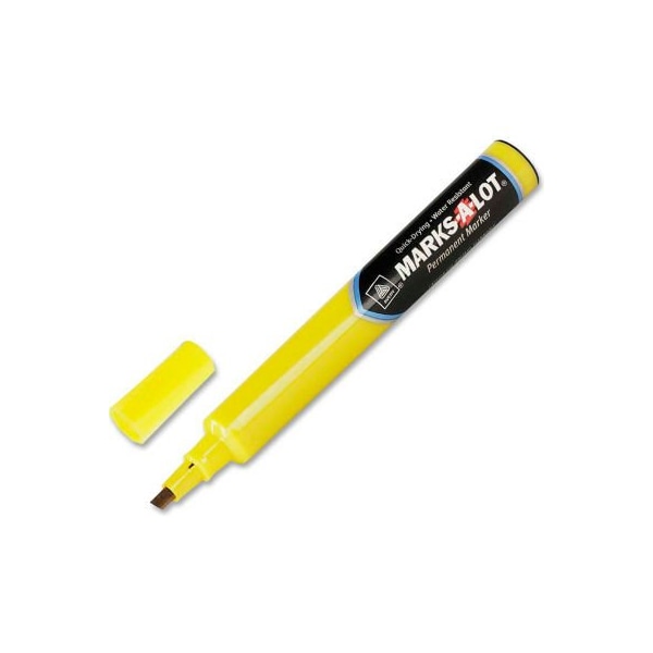 Avery Avery Marks-A-Lot Permanent Marker, Medium Chisel Tip, Yellow Ink, Dozen 08-882 | Zoro